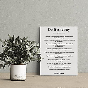 Motivational Do It Anyway Poster Canvas Wall Art Print Poster Painting Framed Minimalist Artwork for Home Office Decor 12 X 15 Inch