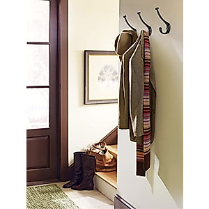 Amerock H55465MB | Adare Double Prong Decorative Wall Hook | Matte Black Hook for Coats, Hats, Backpacks, Bags | Hooks for Bathroom, Bedroom, Closet, Entryway, Laundry Room, Office