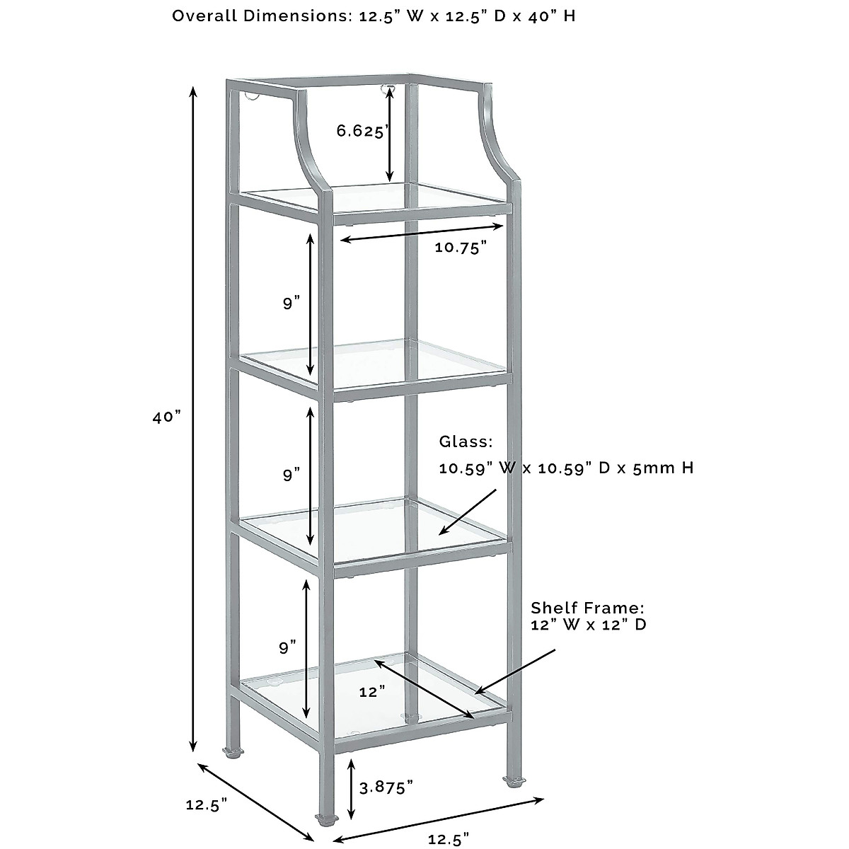 Crosley Furniture Aimee Short Bookshelf with Glass Shelves, Small Bookcase Storage, Gold and Glass