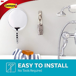 Command Modern Reflections Large Metal Bath Hook, Satin Nickel, 1-Hook with Water-Resistant Strips, Organize Damage-Free