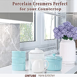 ONTUBE Ceramics Creamer Pitcher 12 oz Cream White