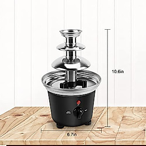 Chocolate Fountain Party Fountain, chocolate fountain for Nacho Cheese BBQ Sauce Ranch Liqueurs, Stainless Steel Chocolate Fondue Fountain for Birthday Party Wedding (1.5lb, mysterious black)