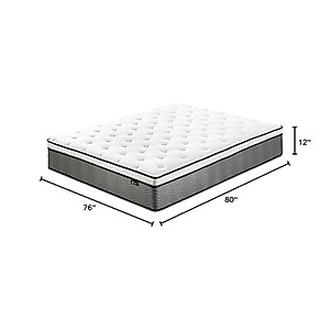 ZINUS 12 Inch True Support Hybrid Mattress [New Version], King, Fiberglass Free, Medium Feel, Motion Isolation, Certified Safe Foams & Fabric, Mattress in A Box