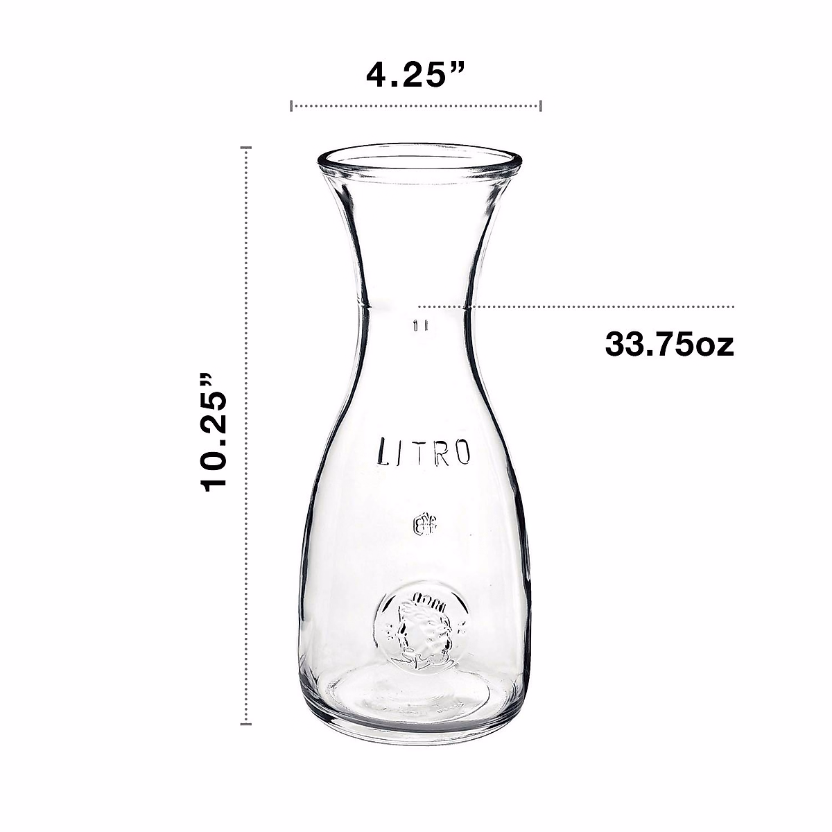 Bormioli Rocco Misura PZ Wine Carafe – Wide Mouth Clear Glass Carafe Pitcher For Water, Juice, Milk, Coffee, Iced Tea – Elegant Bistro Style Carafe Decanter With Authenticity Stamp – Made In Italy