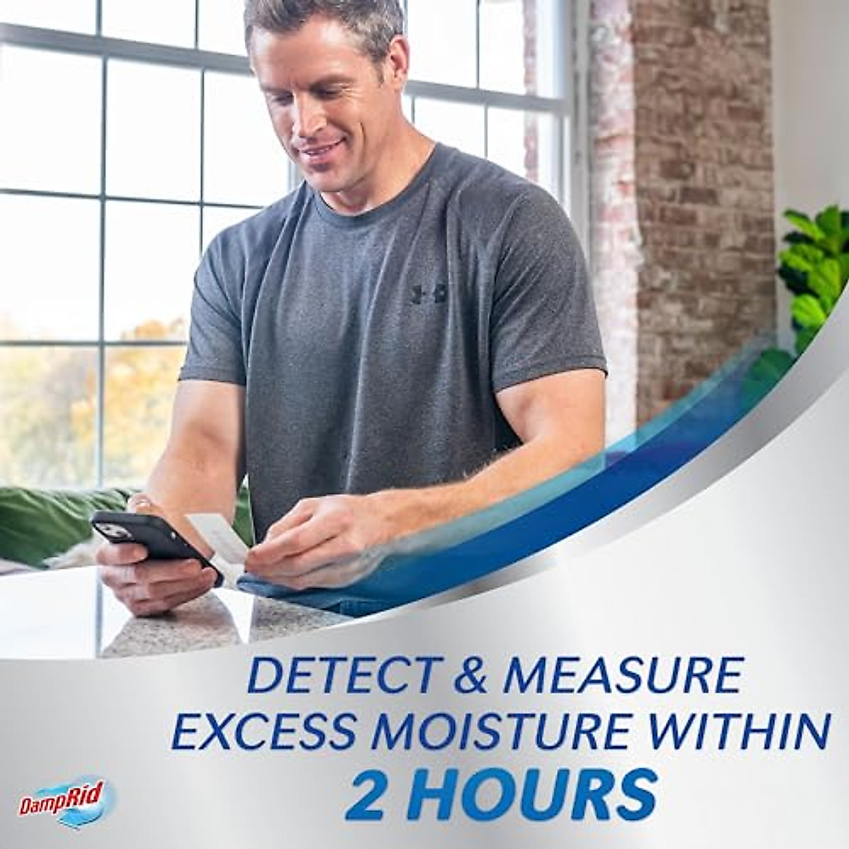 DampRid Hi-Capacity Moisture Absorber Bucket, Fresh Scent, 2 lb. 15.5 oz. & Moisture Detection Strip (2 Pack), Attracts & Traps Excess Moisture