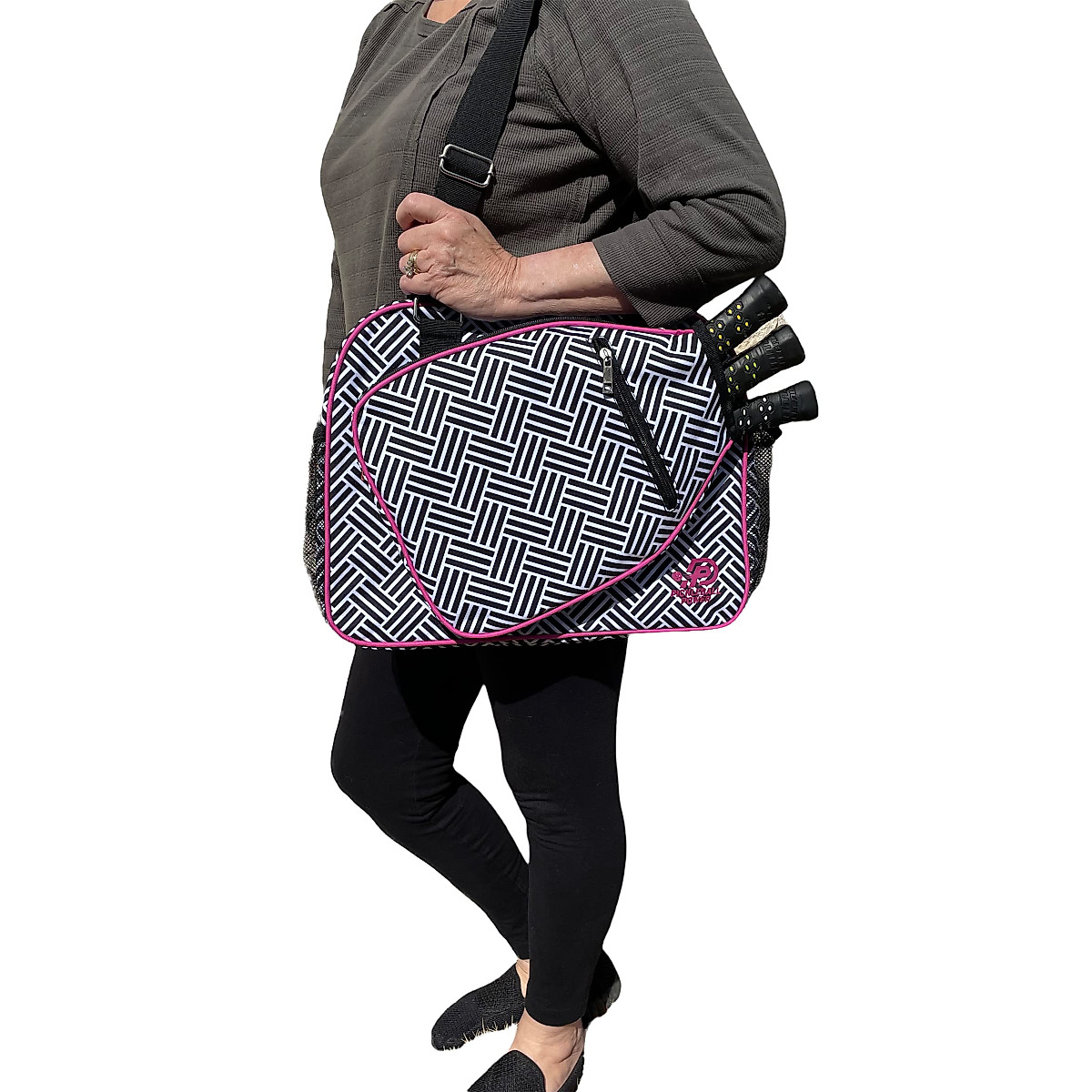 Pickleball - "Unrivaled" - Designer Women's Premium Side-Pocket Duffle Bag | Made Exclusively For Pickleball! | Includes a fitted a "paddle case" specifically designed to store and protect your pickleball paddles.