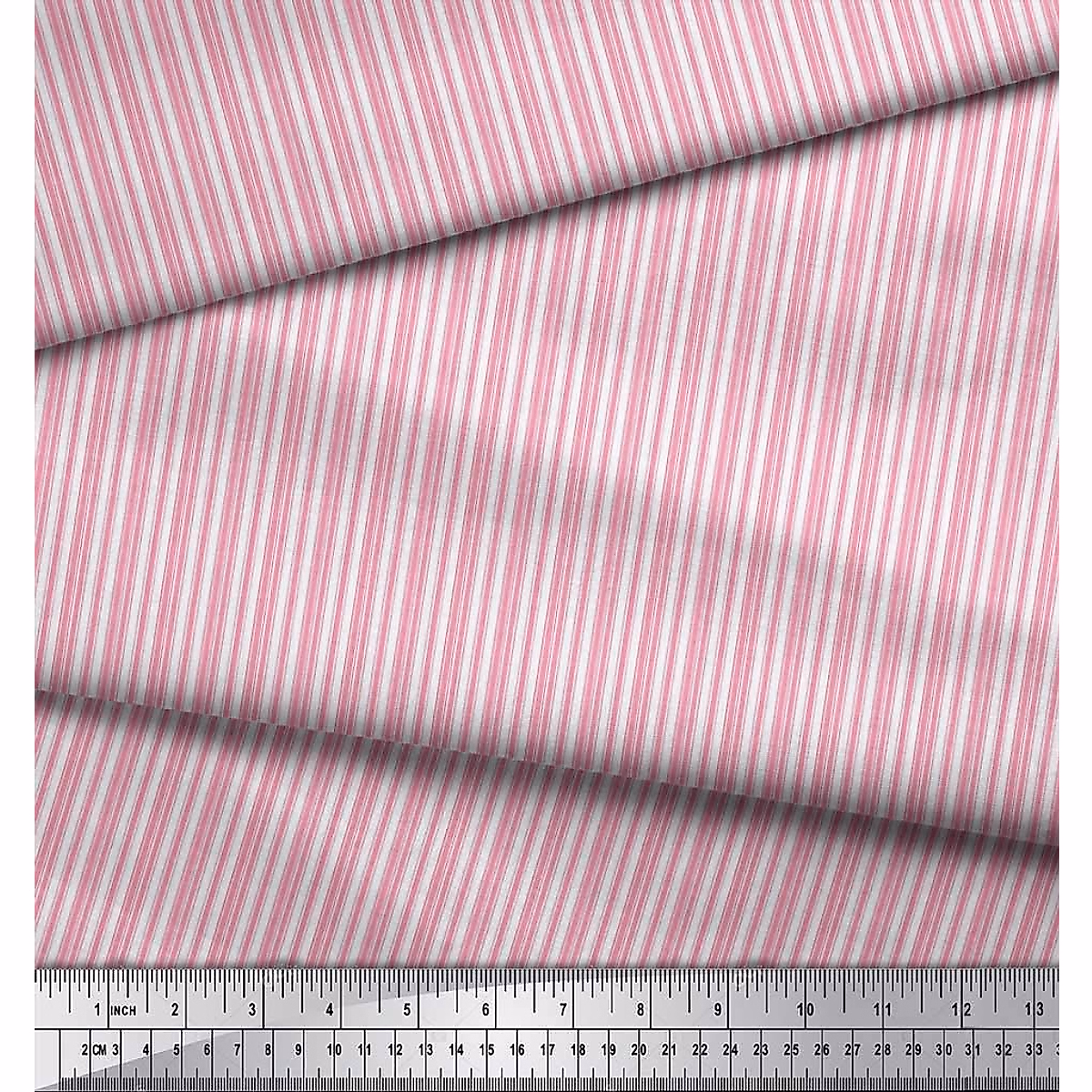 Soimoi Viscos Chiffon Pink Fabric - by The Yard - 42 Inch Wide - Stripe Geometric Shirting - Modern Styling with Striped Geometric Patterns Printed Fabric