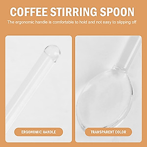DOITOOL 6Pcs Clear Glass Espresso Spoons Teaspoons, Glass Stirring Spoons Coffee Mixing Spoons Coffee Tea Stirrers for Home Bar Party, 5.58