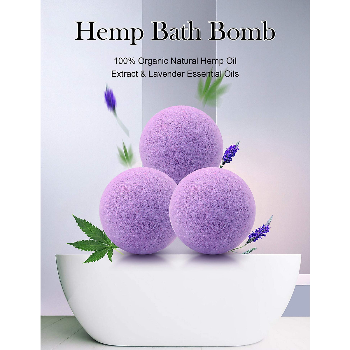 kastu Bath Bombs,2 Pack Fizzy Spa Gift Natural Hemp Oil Extract and Lavender Essential Oils Bath for Moisturizing Dry Skin,Relaxing,Bubble Bath for Gifts Idea for Men Women