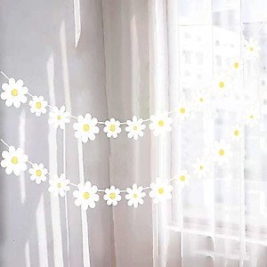 Myhiju 2 Packs Daisy Boho Banner Party Decorations,Groovy Party Favors White Daisy Decor Spring Flower Garland Daisy Paper Cutouts for Indoor Outdoor Girls Shower Birthday Party Supplies