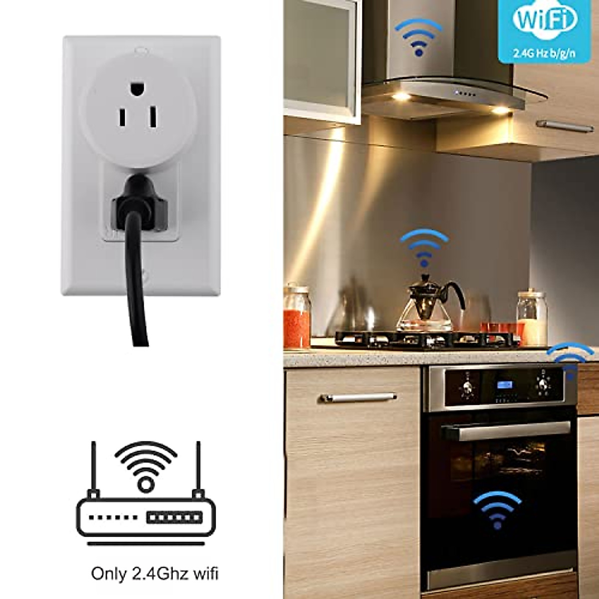 Sparkleiot Tuya WiFi Smart Plug Works with Alexa Google Assistant IFTTT for Voice Control Mini Smart Outlet Plug with Timer Function,No Hub Required,Only 2.4GHz Wi-Fi,FCC/Rohs Listed Socket(2 Pack)
