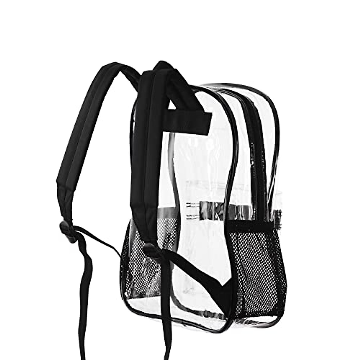 Aertiavty Clear Backpack Heavy Duty See Through Backpack PVC Transparent Backpack for School, Work, Festival, Security, Sports Events (Black)