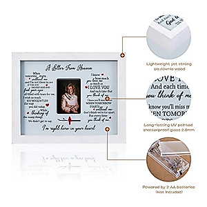 WOODEXPE Sympathy Gift 8" x 10" LED Memorial Shadow Box Keepsake Picture Frame Memorial Gifts for Loss of Loved One 2x3 Photo (A Letter from Heaven White)