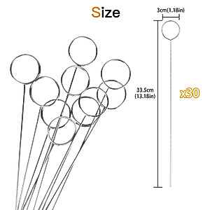 30 Pcs Metal Wire Floral Picks 13 Inch Wire Place Card Holder, Metal Table Name Number Clips Picture Stand, Round Photo Memo Flower Card Holder for Wedding Party Birthday ​Cake (Silver Round) ​