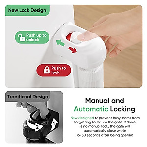 Likzest Retractable Baby Gate, Mesh Baby and Pet Gate 33" Tall, Extends up to 55" Wide, Child Safety Baby Gates for Stairs Doorways Hallways, Dog Gate Cat Gate for Indoor and Outdoor (White)