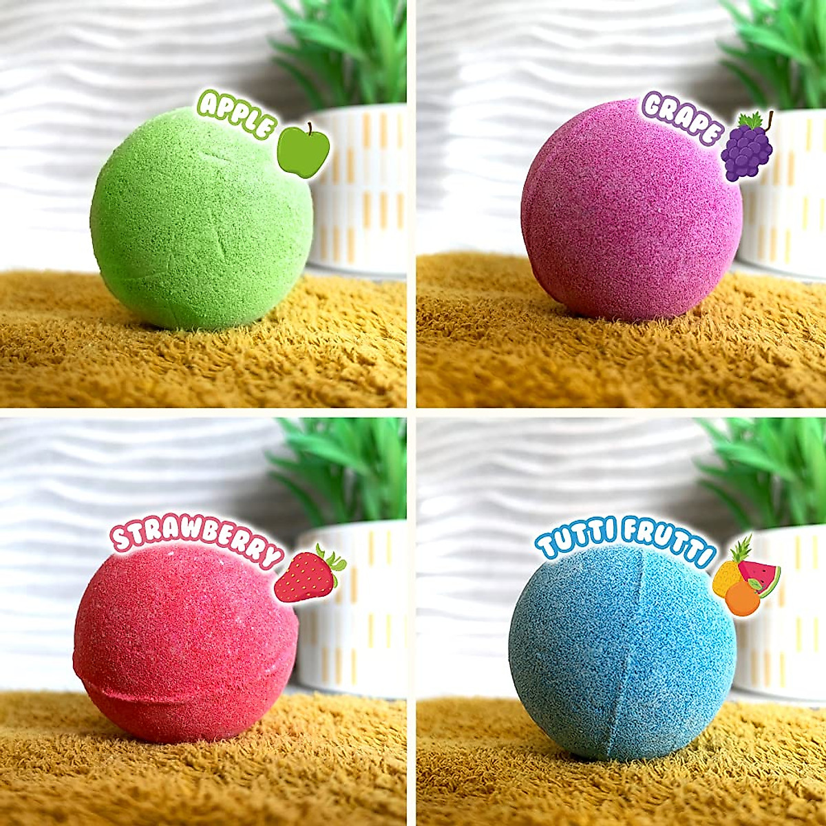 Bath Bombs Pack, Fizzing Vegan Bath Fizzers Gift Set for Children's Birthdays