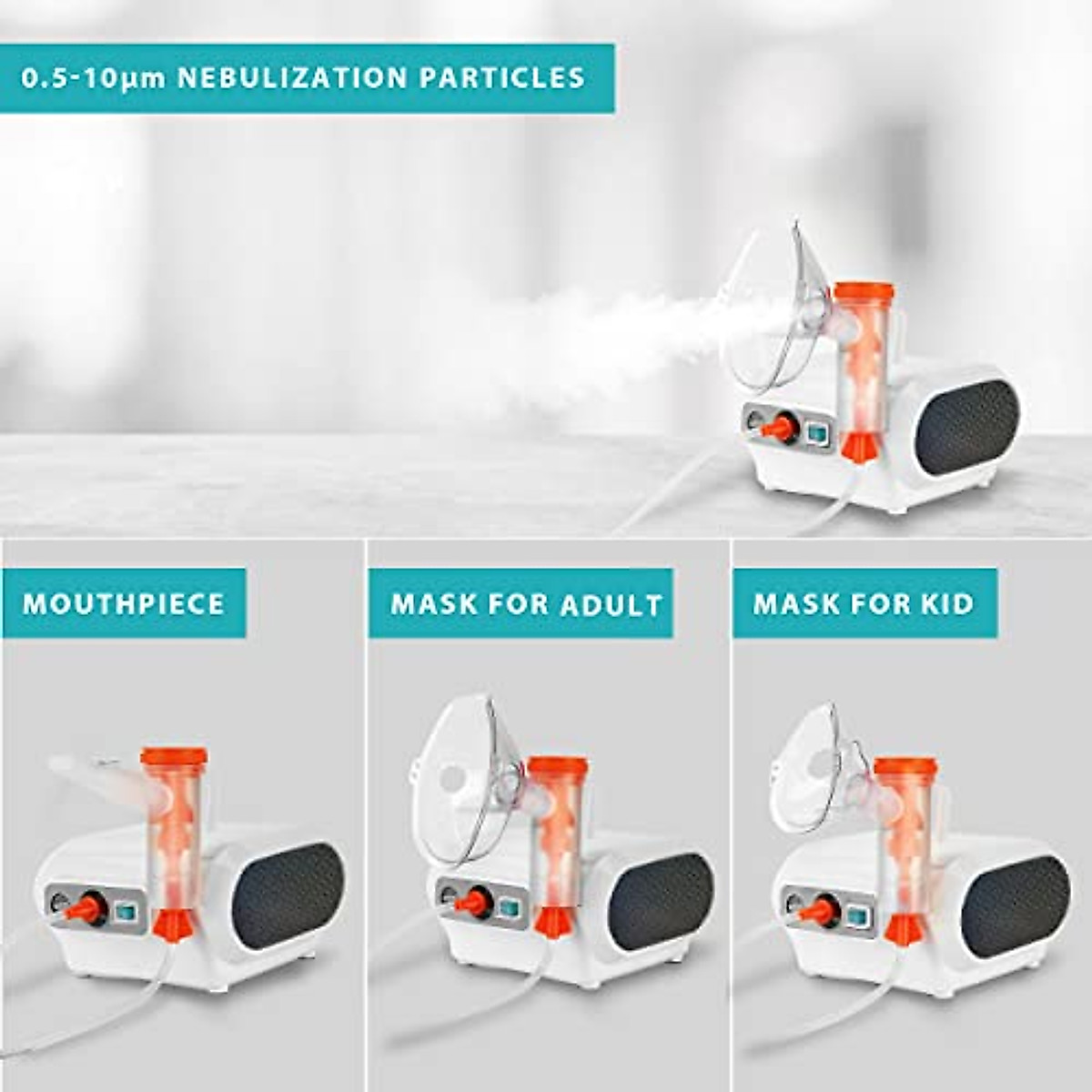 MAYLUCK Portable Compressor Nebulizer, Nebulizer Machine with 1 Set Accessory, Jet Nebulizers Personal Steam Inhaler Cool Mist Compressor System for Kids Adults