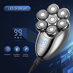 VODOZAVA Electric Razor for Men,2 in 1 Head Shavers for Bald Men, 7D Electric Shavers for Men with Nose Hair Trimmer, Waterproof Wet/Dry Mens Grooming Kit, Anti-Pinch, LED Display, USB Rechargeable