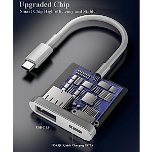 USB C OTG Adapter with Power, 2 in 1 USB C to USB Female with 60W PD Charging Adapter Compatible with iPhone 15/15Pro, iPad Pro, Galaxy S24/S23/S22/S21, Pixel 8/7/6, Google Chromecast with Google TV