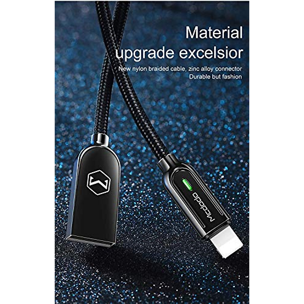 mcdodo Power Off/On Smart LED Auto Disconnect and Auto Recharge Nylon Braided Sync Charge USB Data 6FT/1.8M Cable Compatible with Phone 14/13/12/11 Pro Max List Below (Black, 6FT/1.8M)