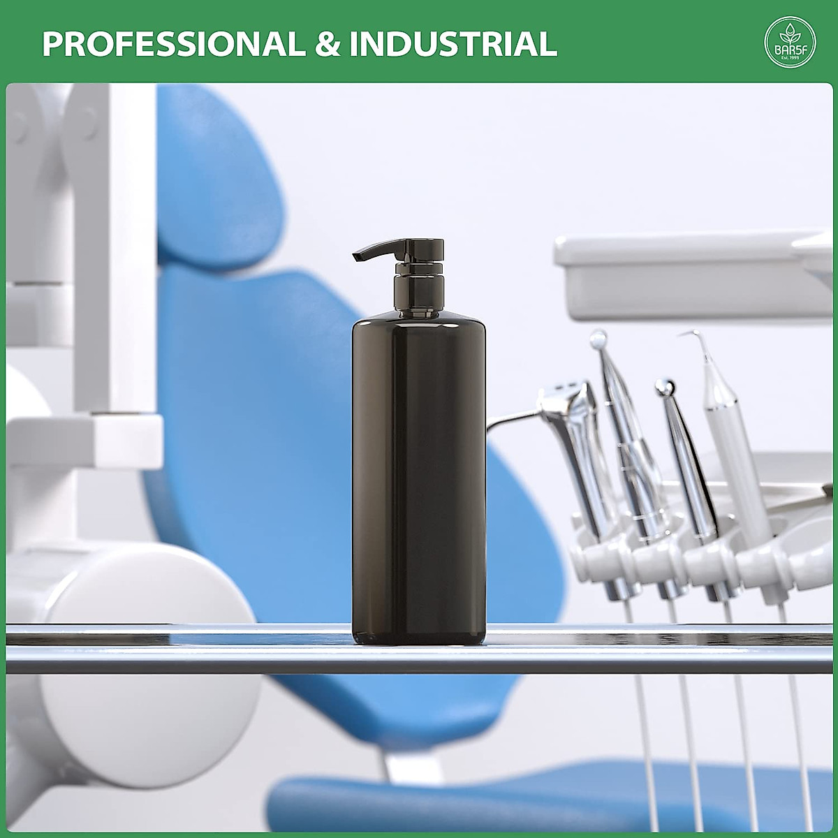 Bar5F Empty Shampoo Bottle with Pump, Black, 33.8 Ounce (1 Liter), Pack of 2