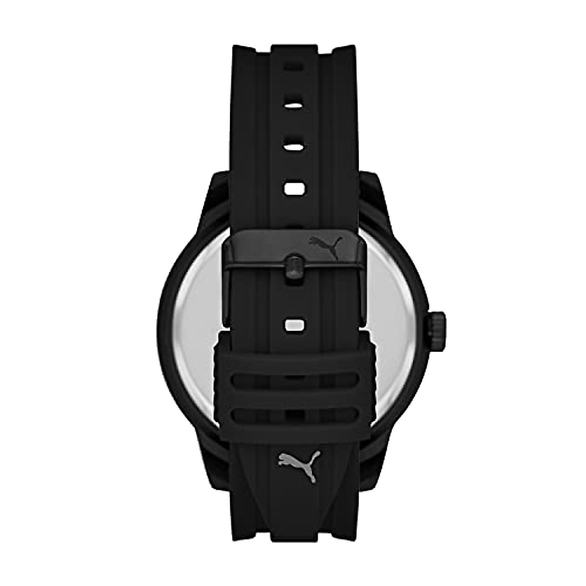 PUMA Men's 5 Quartz Watch with Silicone Strap, Black, 20 (Model: P6024)