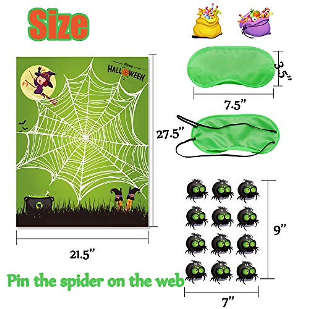 Funnlot Pin The Tail Halloween Kids Halloween Games Party Pin The Spider On The Web Game Halloween Party Games for Kids Halloween Party Games Activities Halloween Pin The Tail Game