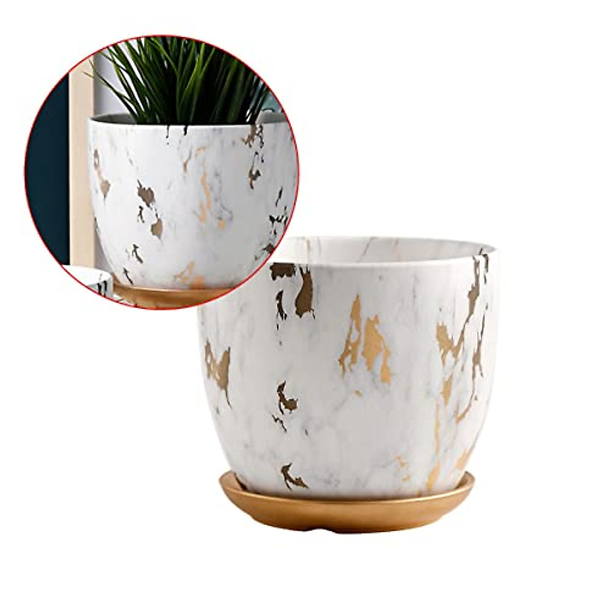 ARTIBETTER 1pc White Fairy Gardening Plant Orchid Succulent Plants Bonsai Planter Holder Cactus Modern Retro Pot: Supply Office Saucers Pots Marbling Vase Flowerpot Ceramic for Pot