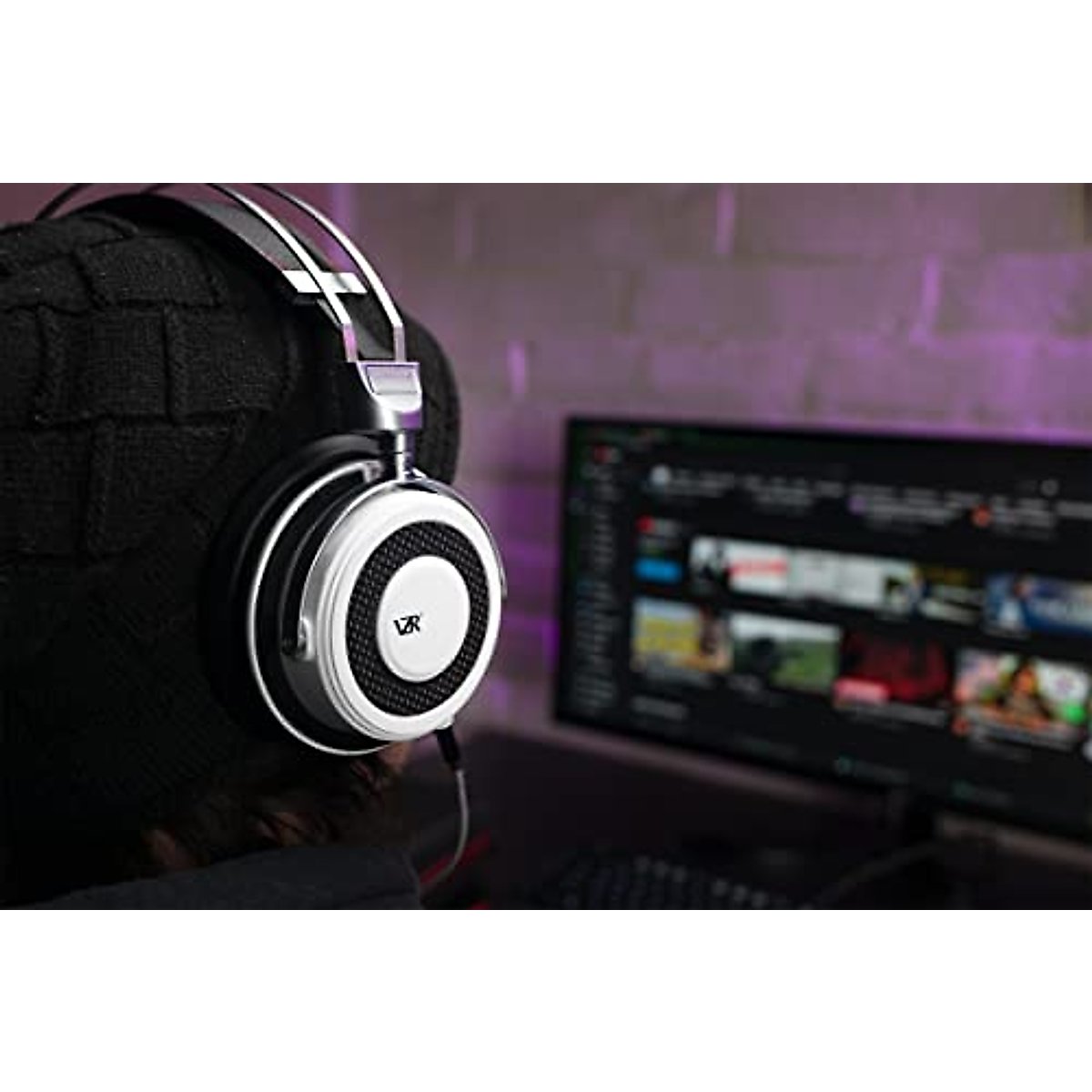 VZR Model One Gaming Headset – 3D Audio for First-Person Shooter/FPS Gaming, Patented CrossWave™ Spatial Audio, Removable Noise-Canceling Mic, 3.5mm Wired, Ultra Low Latency, All Day Comfort