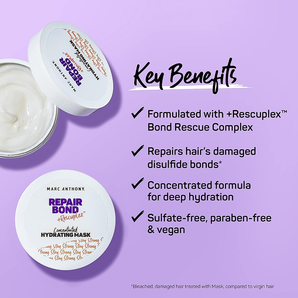 Marc Anthony Repairing Hair Mask, Repair Bond +Rescuplex - Repairs, Strengthens & Maintains Bonds within Hair - Eliminates Frizz, Flyaways & Reduce Breakage - Dry & Damaged Hair Professional Treatment