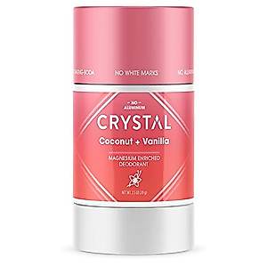 Crystal Magnesium Solid Stick Natural Deodorant, Non-Irritating Aluminum Free Deodorant for Men or Women, Safely and Effectively Fights Odor, Baking Soda Free, Coconut + Vanilla, 2.5 oz