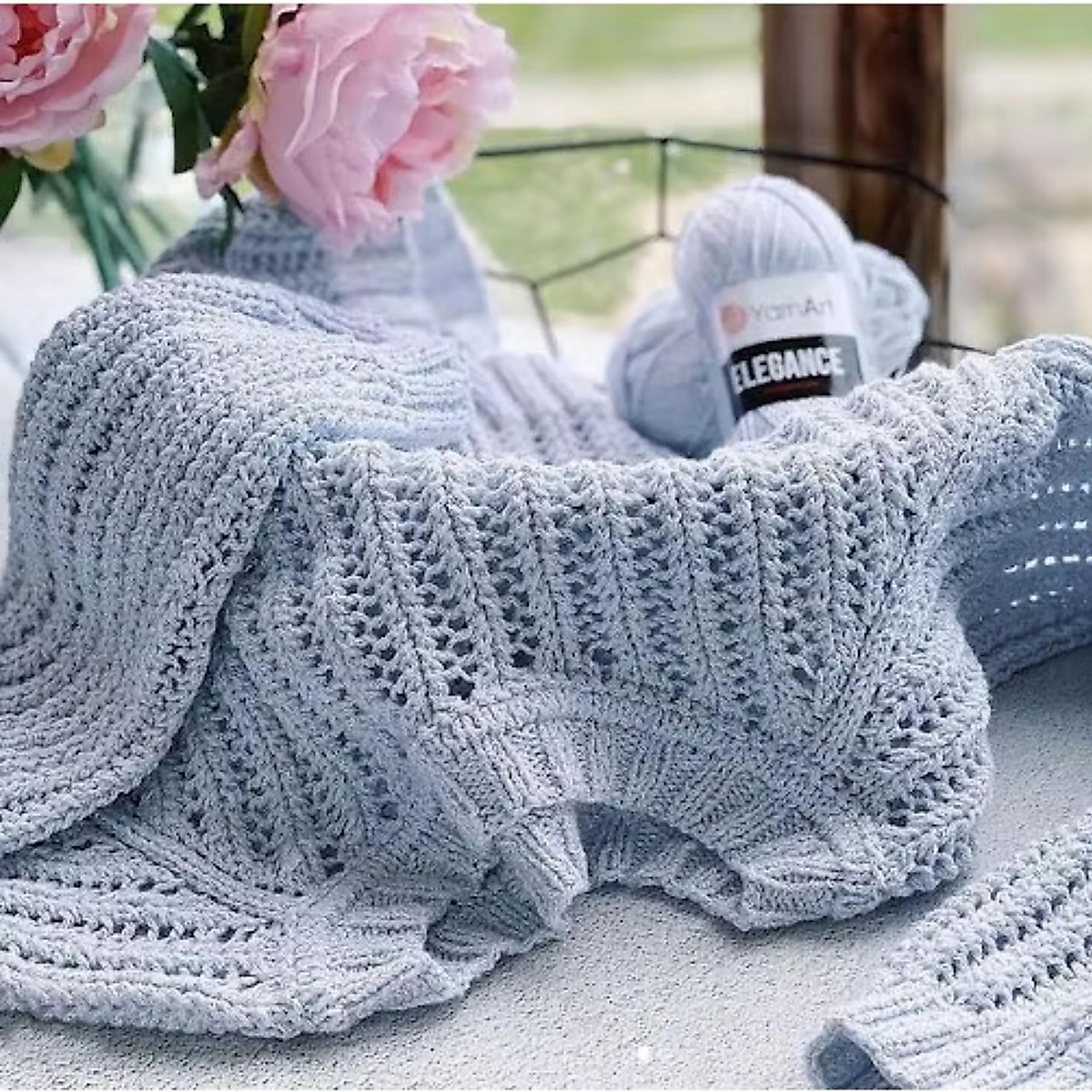 1 Skein YarnArt Elegance Sparkly Yarn, Cotton Metallic, 50 g (1.76 oz), 130 m (142 yd), Yarn Weight 2 : Fine-Sport, Sax Blue - 106