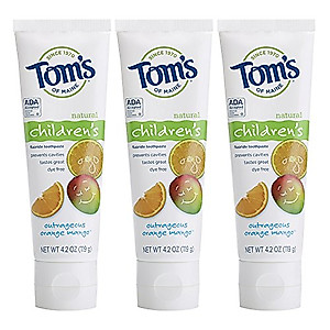 Tom's of Maine Anticavity Fluoride Children's Toothpaste, Kids Toothpaste, Toothpaste for Kids, Outrageous Orange-Mango, 4.2 Ounce (Pack of 3)