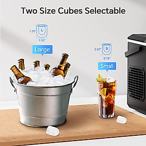 Crzoe Ice Makers Countertop, Ice Machine with Handle, 26Lbs in 24Hrs, 9 Cubes Ready in 6 Mins, Self-Cleaning Portable Ice Maker, 2 Sizes of Bullet Ice Cubes for Home and Office
