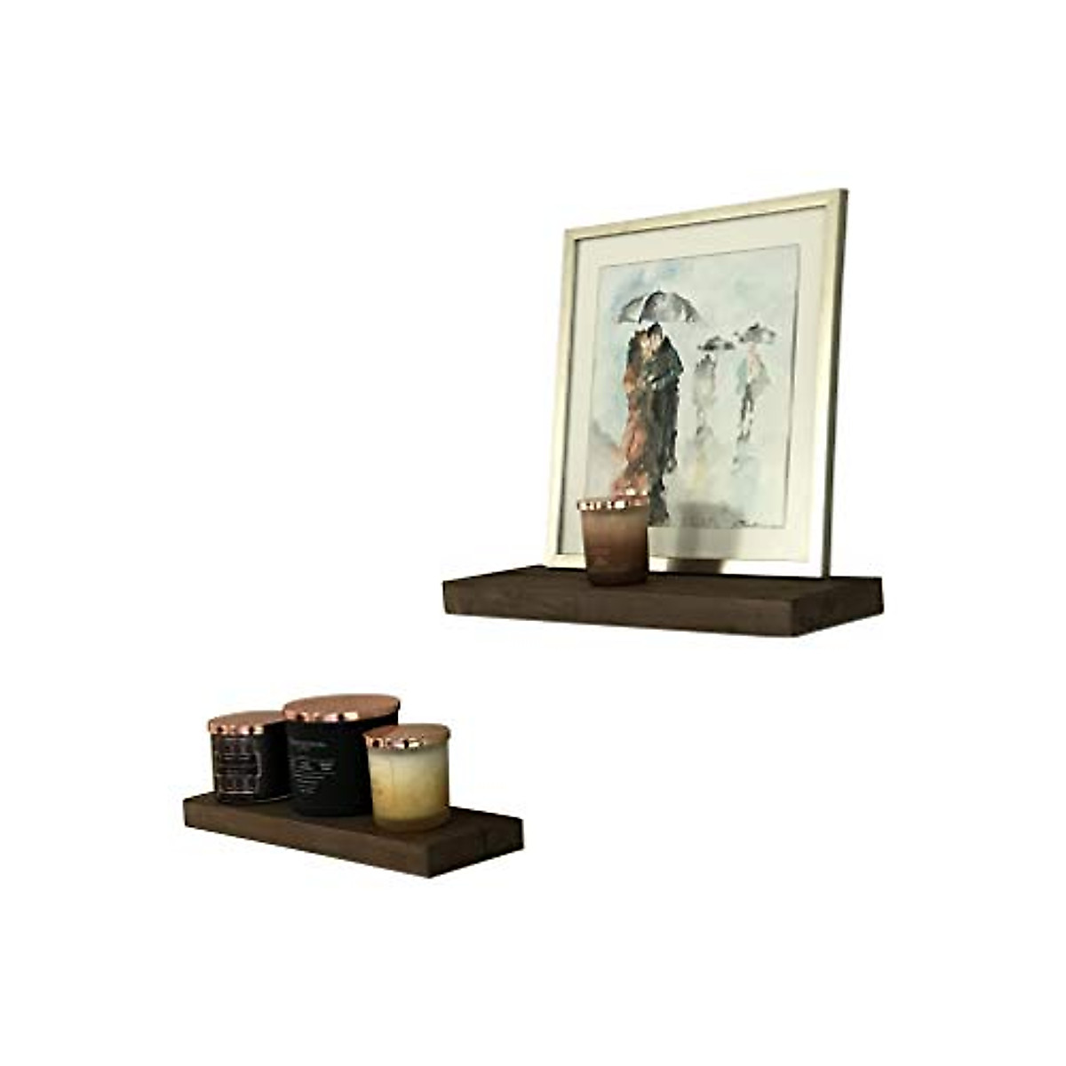 AVIGNON HOME Rustic Floating Wood Shelves Wall Mount Hanging Shelves Book Shelves Industrial Wood Book Shelves Storage, Display & Decor 16" Wide (Brown, 16 inches)