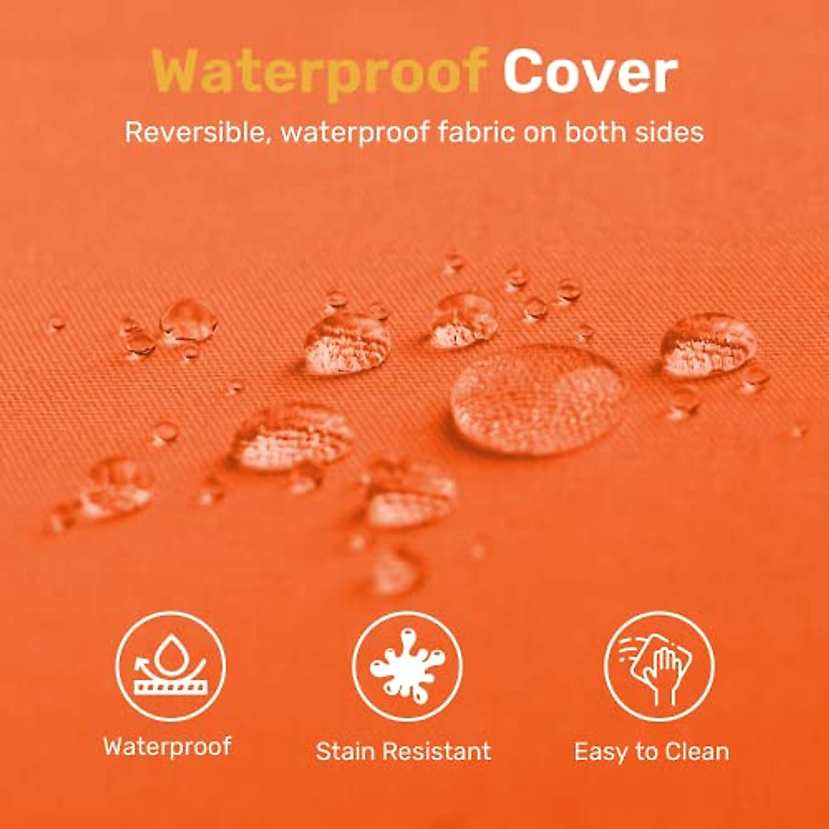 UNIKOME Outdoor Chair Cushions Pack of 4, Waterproof Patio Cushions with Ties, High Density Sponge Filling Square Corner Seat Cushions for Outdoor Furniture, 18.5"x16"x3", Orange