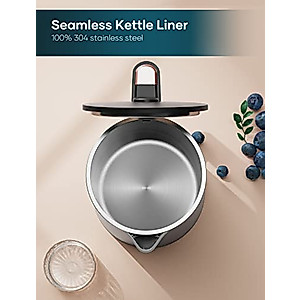 Electric Tea Kettle, INTASTING Double Wall Electric Kettle with Seamless Stainless Steel Inner, 1500W Fast Heating, 1.5L Hot Water Boiler, Auto Shut-Off & Boil Dry Protection, BPA-Free, LED Indicator (Matte Black)