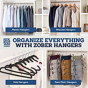 Zober Wooden Hangers 20 Pack - Non Slip Wood Clothes Hanger for Suits, Pants, Jackets w/ Bar & Cut Notches - Heavy Duty Clothing Hanger Set - Coat Hangers for Closet - Vintage