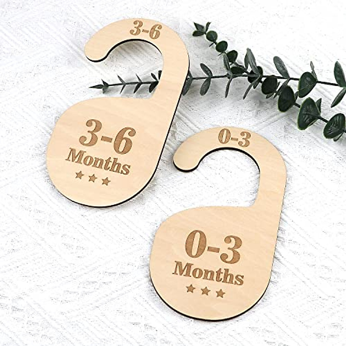 Xunboo Wooden Baby Closet Divider Double Side and Thicken Baby Closet Organizers Set of 7 Baby Clothes Organizer, Gift Wrapped (Star)