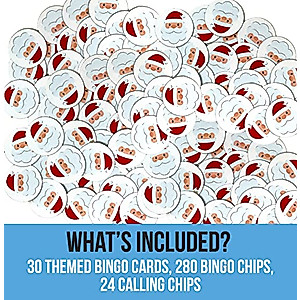 Regal Games - Holiday Bingo Set - Classroom Size Game Kit - Includes 30 Bingo Cards, 280 Bingo Marking Chips, 24 Calling Chips - 8” x 7” Cardstock