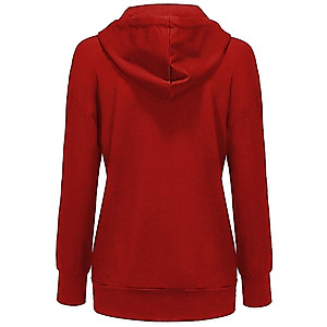 Womens Casual Hooded Sweatshirt Loose Drawstring Pullover Hoodies Plus Size Cowl Neck Long Sleeve Hoodie Blouses