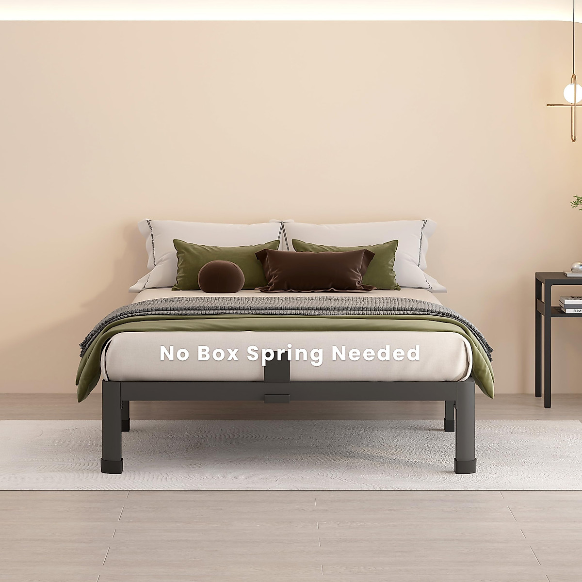 MAF 7 Inch Twin Metal Platform Bed Frame with Round Corner Legs, 3000 LBS Heavy Duty Steel Slats Support, Noise Free, No Box Spring Needed, Easy Assembly