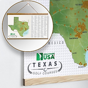 Golf Maps USA Texas State Golf Scratch Map with 263 Courses - Scratch-Off Golf Print with Eye-Catching Red Flags - Golfing Wall Decor - Unique Poster Gift for Golfers (Updated June 2023)