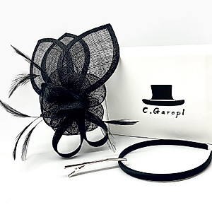 C.Garopl Accessories Fascinators Hats Women Vintage Wedding Fashion Headband Clip Church Cocktail Dresses Headwear Tea Party (Black-01)