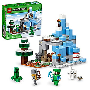 LEGO Minecraft The Frozen Peaks 21243, Cave Mountain Set with Steve, Creeper, Goat Figures & Accessories, Icy Biome Toy for Kids Age 8 Plus Years Old