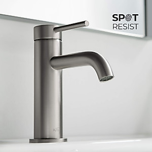 KIBI Circular Single Handle Bathroom Vanity Sink Faucet with Pop Up Drain | Solid Brass Lavatory Faucet with Water Supply Hose | Durable and Corrosion-Resistant | Brushed Nickel, KBF1008