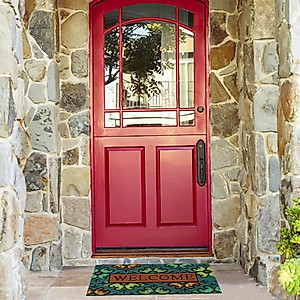 CHICHIC Door Mat Welcome Mat 18x 30 Inch Front Door Mat Outdoors for Home Entrance Outside Entry Way Doormat, Heavy Duty Non Slip Rubber Back Low Profile, Flower Welcome