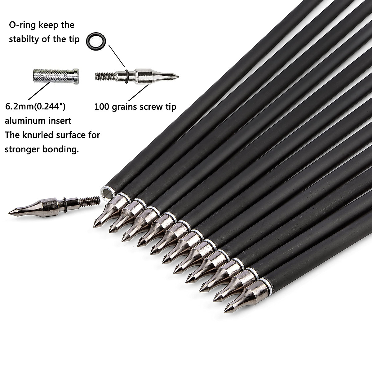 AMEYXGS 31 Inch Carbon Arrow Practice Hunting Arrow for Compound & Recurve Bow Hunting Shooting (Blue)