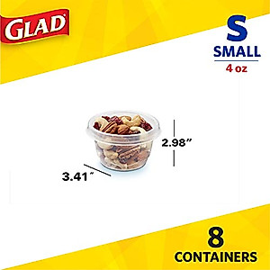 Glad Food Storage Containers - Mini Round Containers - 4 Ounce - 8 Containers