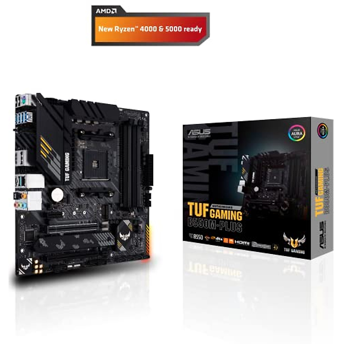 ASUS TUF Gaming B550M-PLUS AMD AM4 (3rd Gen Ryzen™) Micro ATX Gaming Motherboard (PCIe 4.0, 2.5Gb LAN, BIOS Flashback, HDMI 2.1, USB 3.2 Gen 2, Addressable Gen 2 RGB Header and Aura Sync)